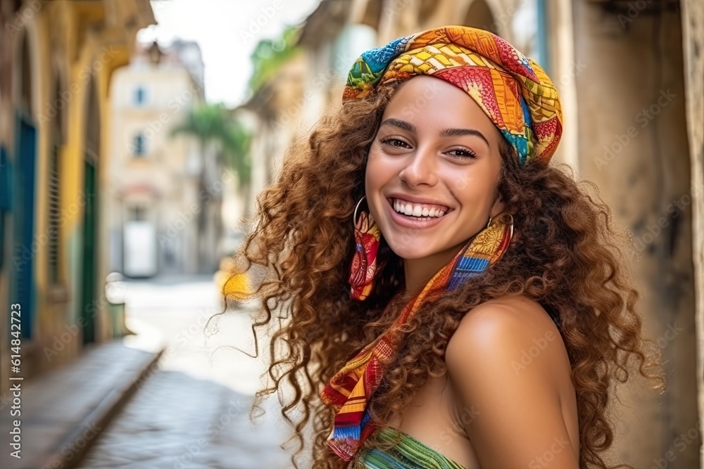 Smiling beautiful young cuban woman posing in La Habana (Cuba) Stock ...