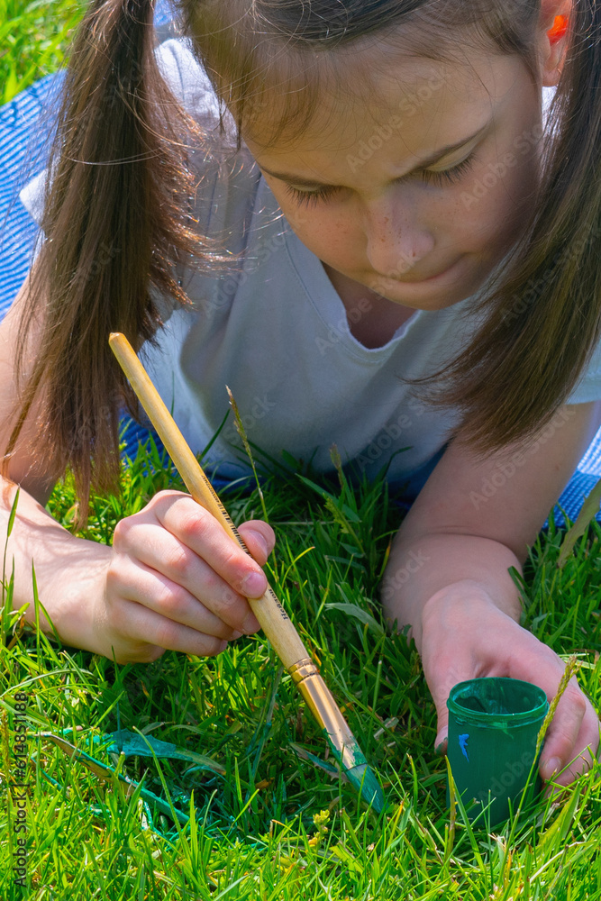 Obsessive-compulsive disorder (OCD) concept Young beautiful girl paints ...