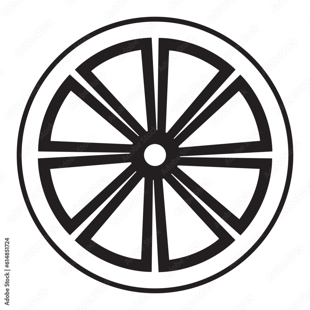 Wheel vector black and white clipart Stock Vector | Adobe Stock