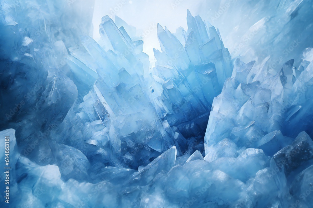 Luminous blue crystal ice glacial texture palace arctic frost snow ice ...