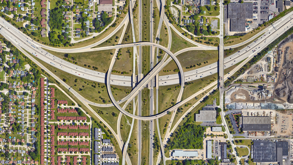 Raod, highway, flyover road junction - spaghetti and roundabout looking ...
