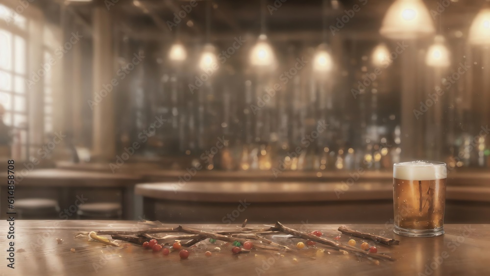 Empty Wood Counter. Product Display In A Pub. Bar. Generative AI Stock ...