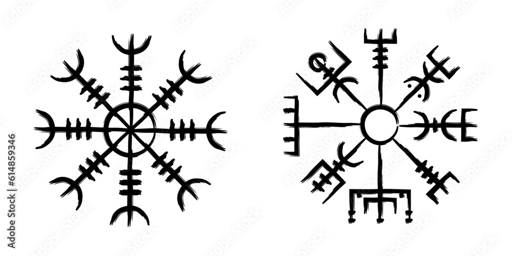 Plagát Two norse runic symbols called Aegishjalmur which aslo mean Helm ...