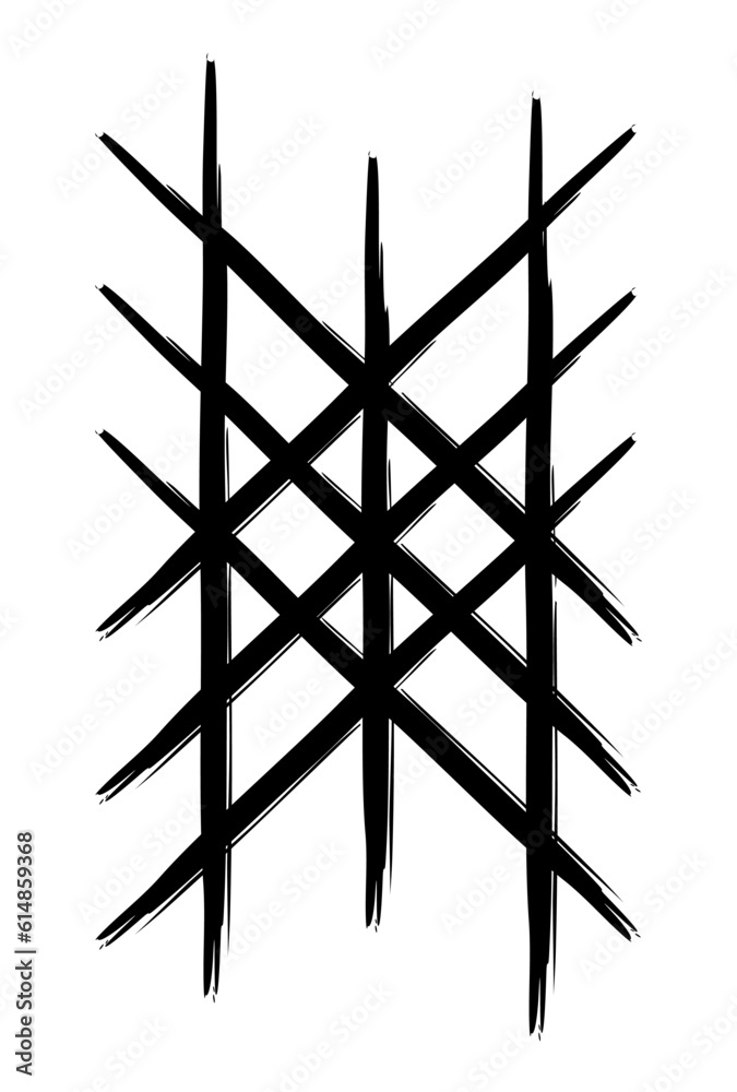 Hand drawn full editable norse symbol of web of wyrd also known as the ...