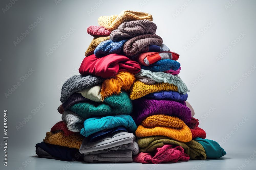 Lots of clothes on a white background. Generative AI technology. Stock ...