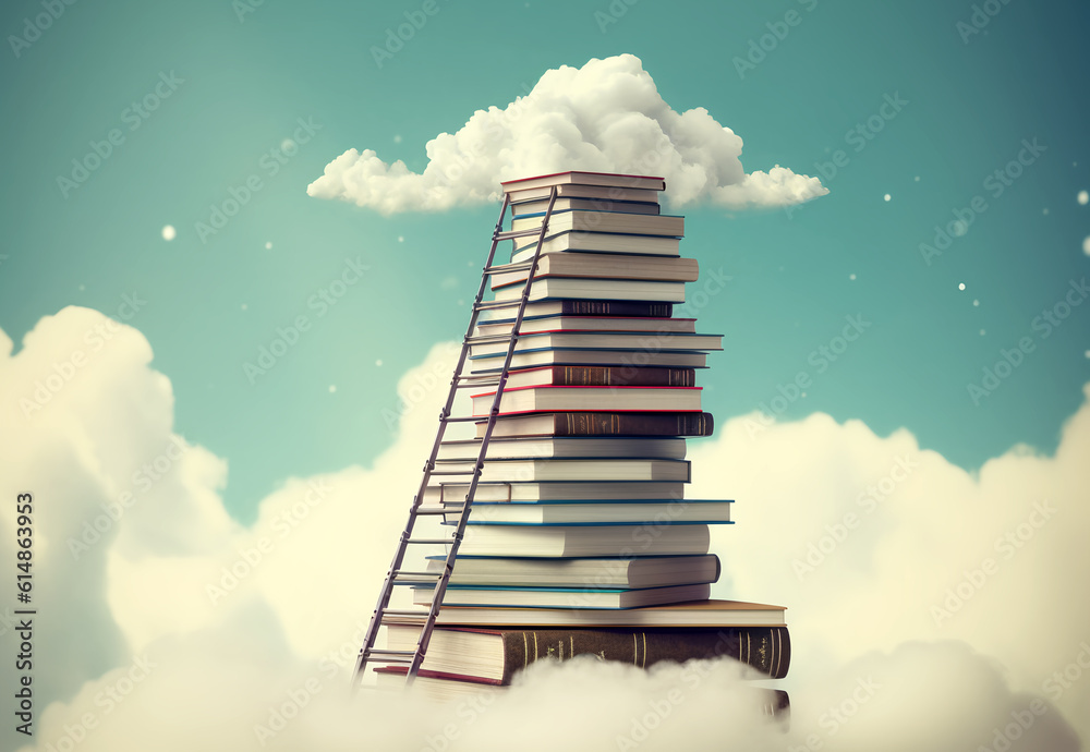 stack of books one overnight letter on it and kid preschooler boy or ...