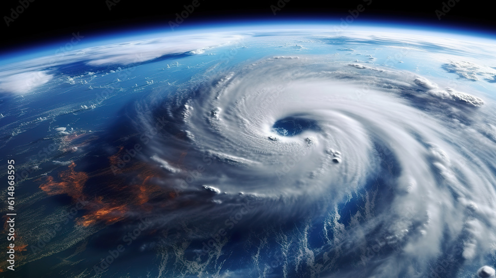 Tropical cyclone formation in troposphere 3d render. An impending ...