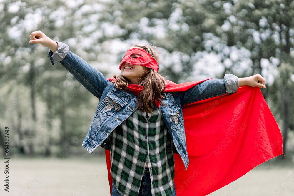 Superhero child kid girl 7-8 years old red cape. Girl child wearing red ...