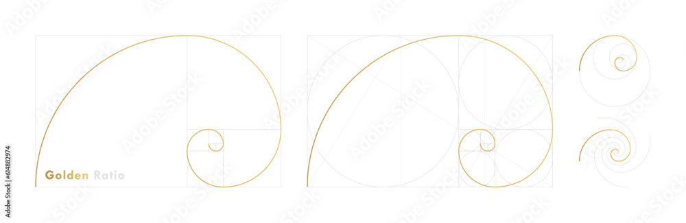 Golden ratio design template. Set of different figures and shapes in ...