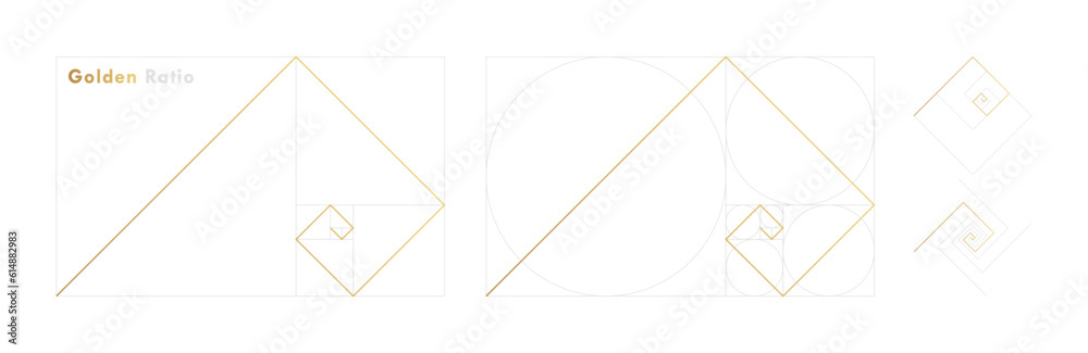 Golden ratio design template. Set of different figures and shapes in ...
