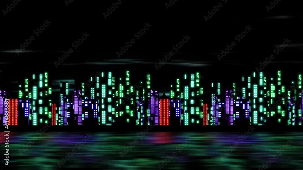 Cartoon City Buildings 2d Animation Videos At Night, City Landscape ...