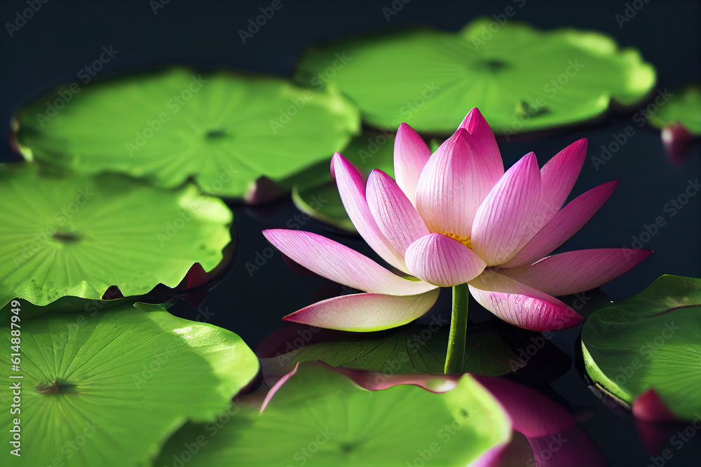 Ravishing pink lotus in ponds with beautiful realistic detail blossom ...