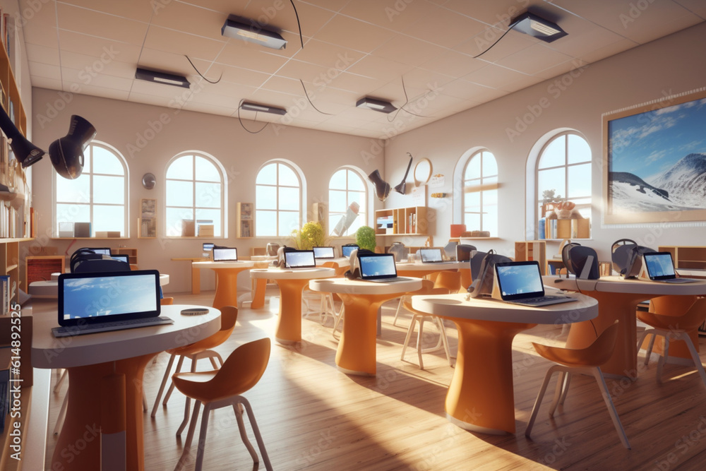Virtual reality school classroom with immersive learning experiences ...