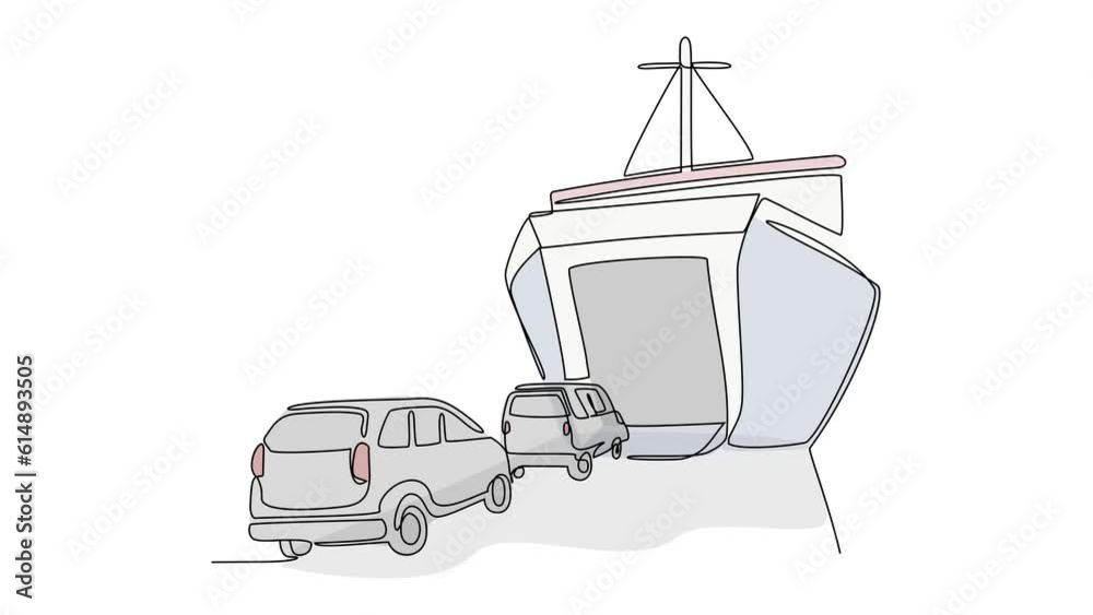 Animated self drawing of single continuous line draw for vehicle enters ...