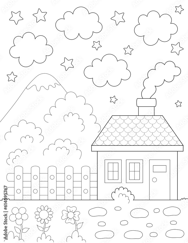 little house coloring page for kids. you can print it on 8.5x11 inch ...