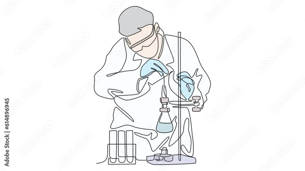 Animated self drawing of single continuous line draw for Laboratory ...