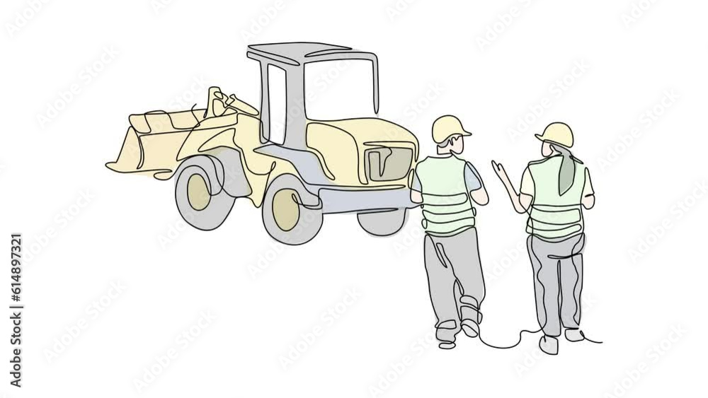 Animated self drawing of single continuous line draw for construction ...