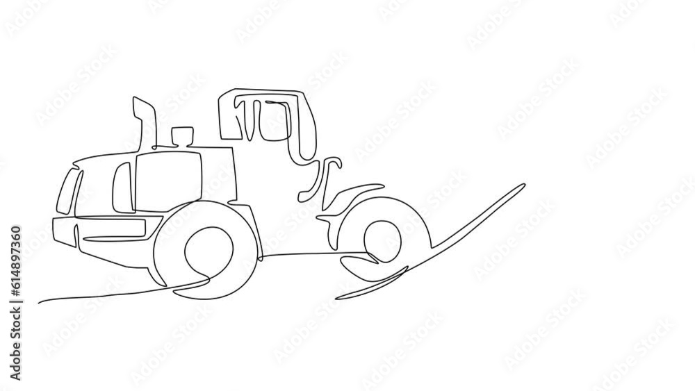 Animated self drawing of single continuous line draw for bulldozer in ...