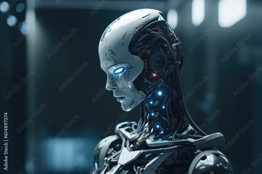 An awe-inspiring representation of a humanoid robot, symbolizing the ...