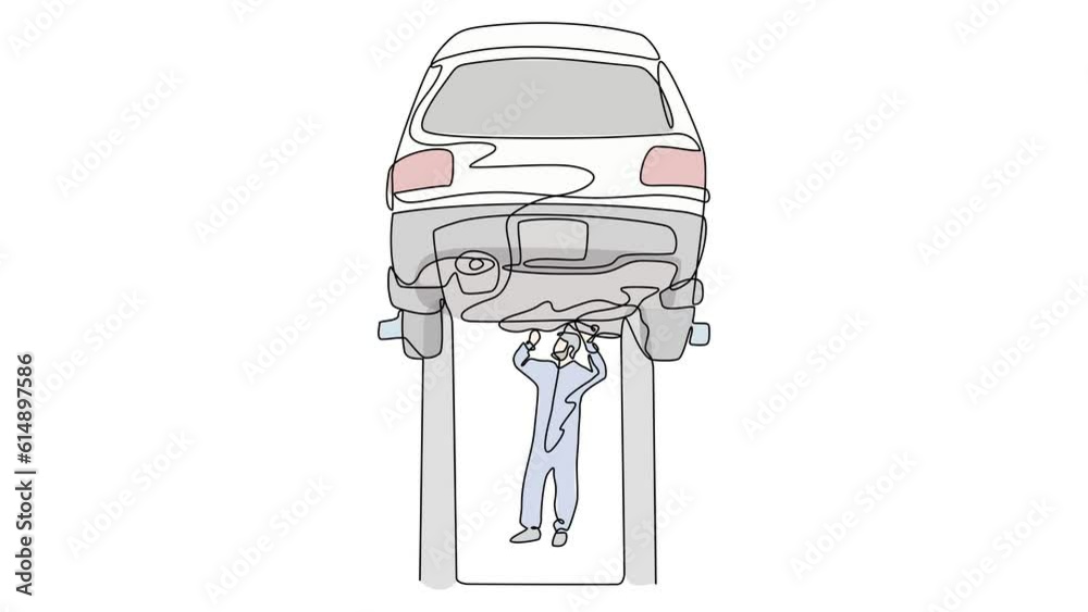 Animated self drawing of single continuous line draw for a mechanic is ...