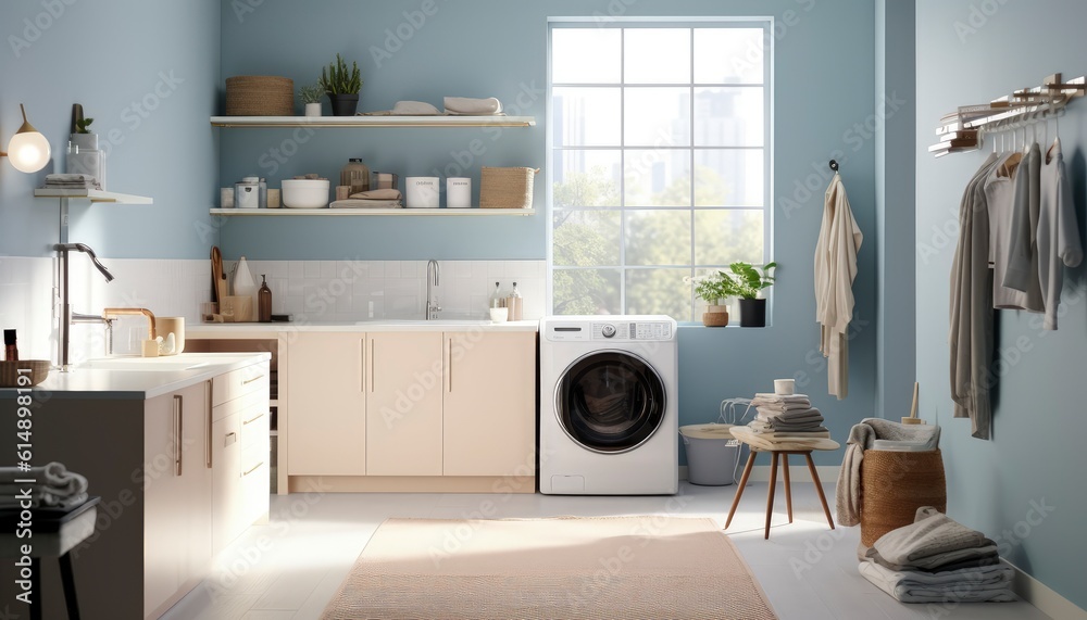 washer in home laundry room Stock Illustration | Adobe Stock