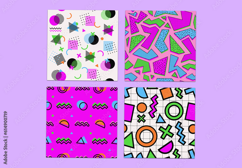 Retro Memphis Pattern Set Stock Template | Adobe Stock