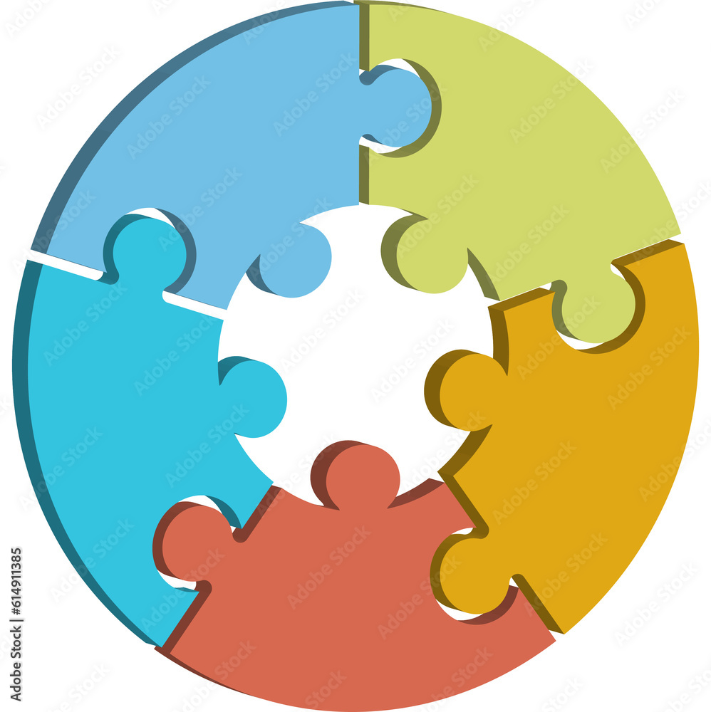 Infographic 3D Pie Flow Chart Jigsaw Puzzle Cycle Diagram with 3 ...