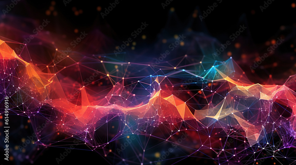 Abstract representation of the internet with interconnected nodes and ...