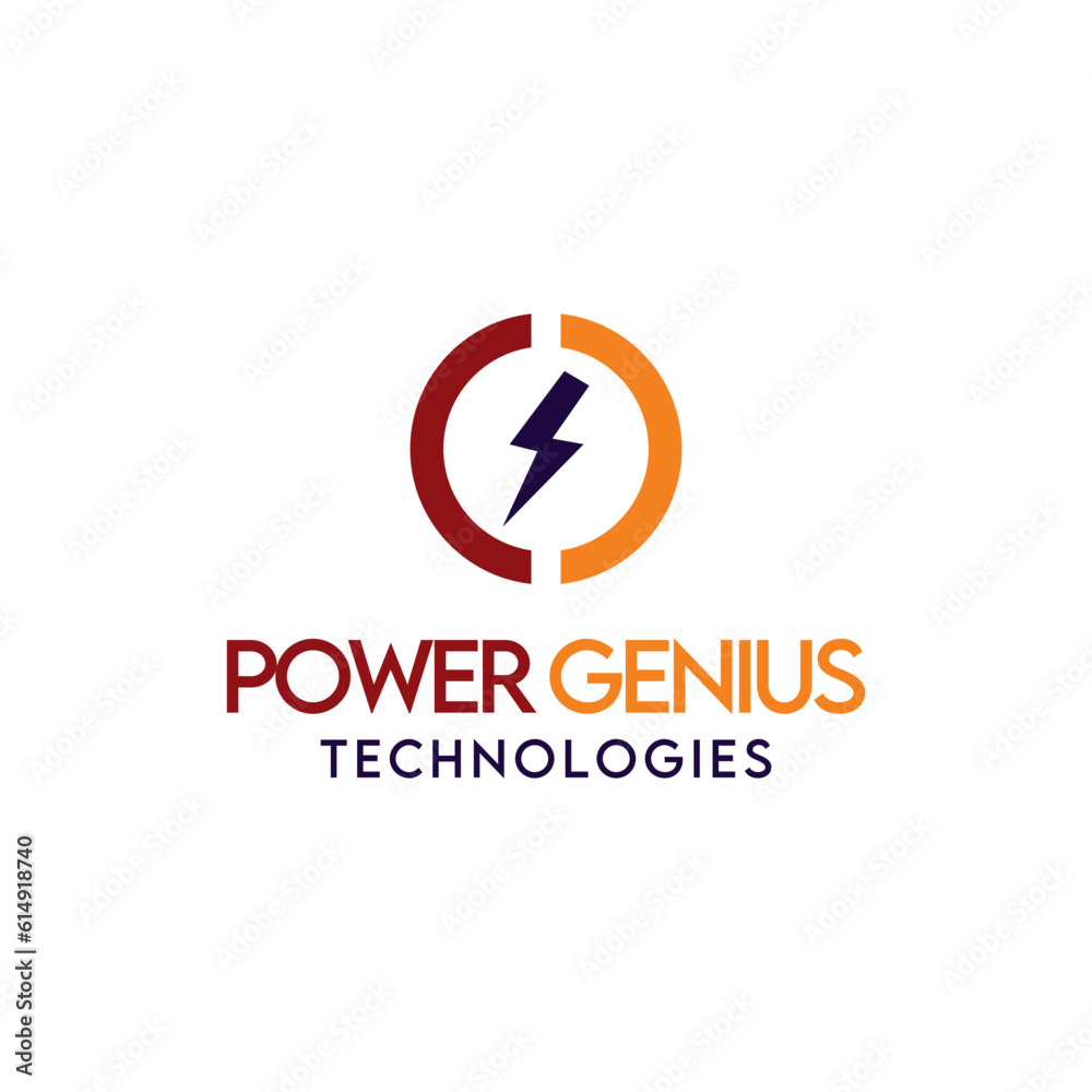 Power Genius Technologies logo design, technology logo world logo ...