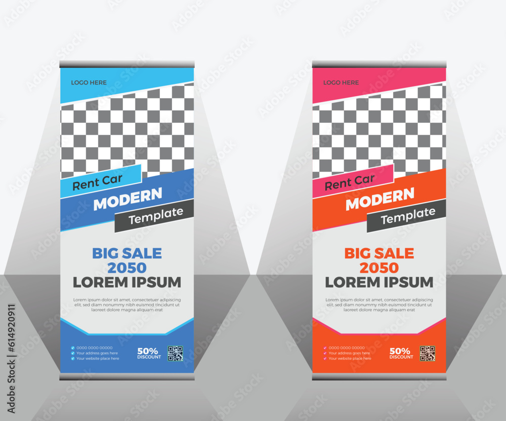 Rent A Car Roll Up Banner, Standee Design Banner, Modern Business ...