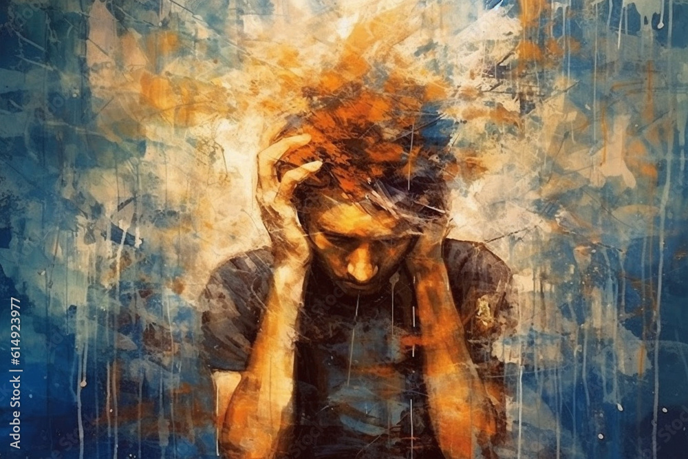 Photo Art Print abstract pic of male suffering from low self esteem anxiety anger issues inne The Art Wave