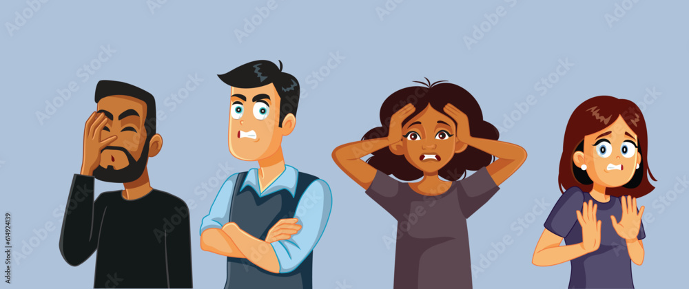 Angry People Feeling Disappointed and Desperate Vector Cartoon ...