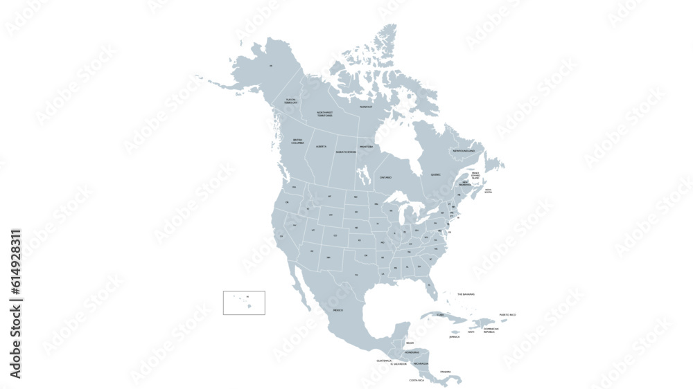Vector Map of North America and Central America Stock Vector | Adobe Stock