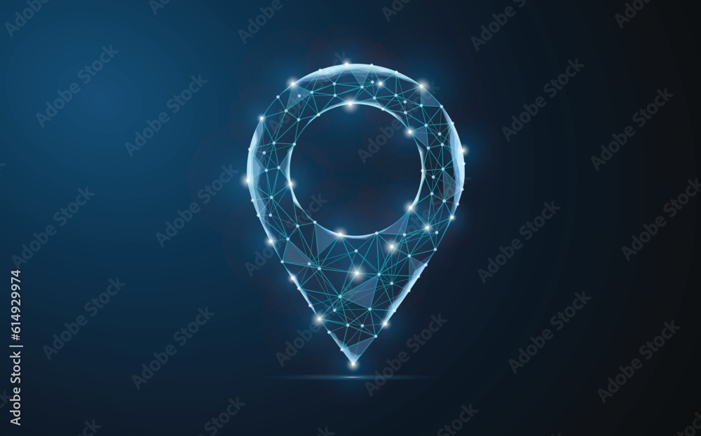 Vector illustration of a label for a map, made up of a technological ...