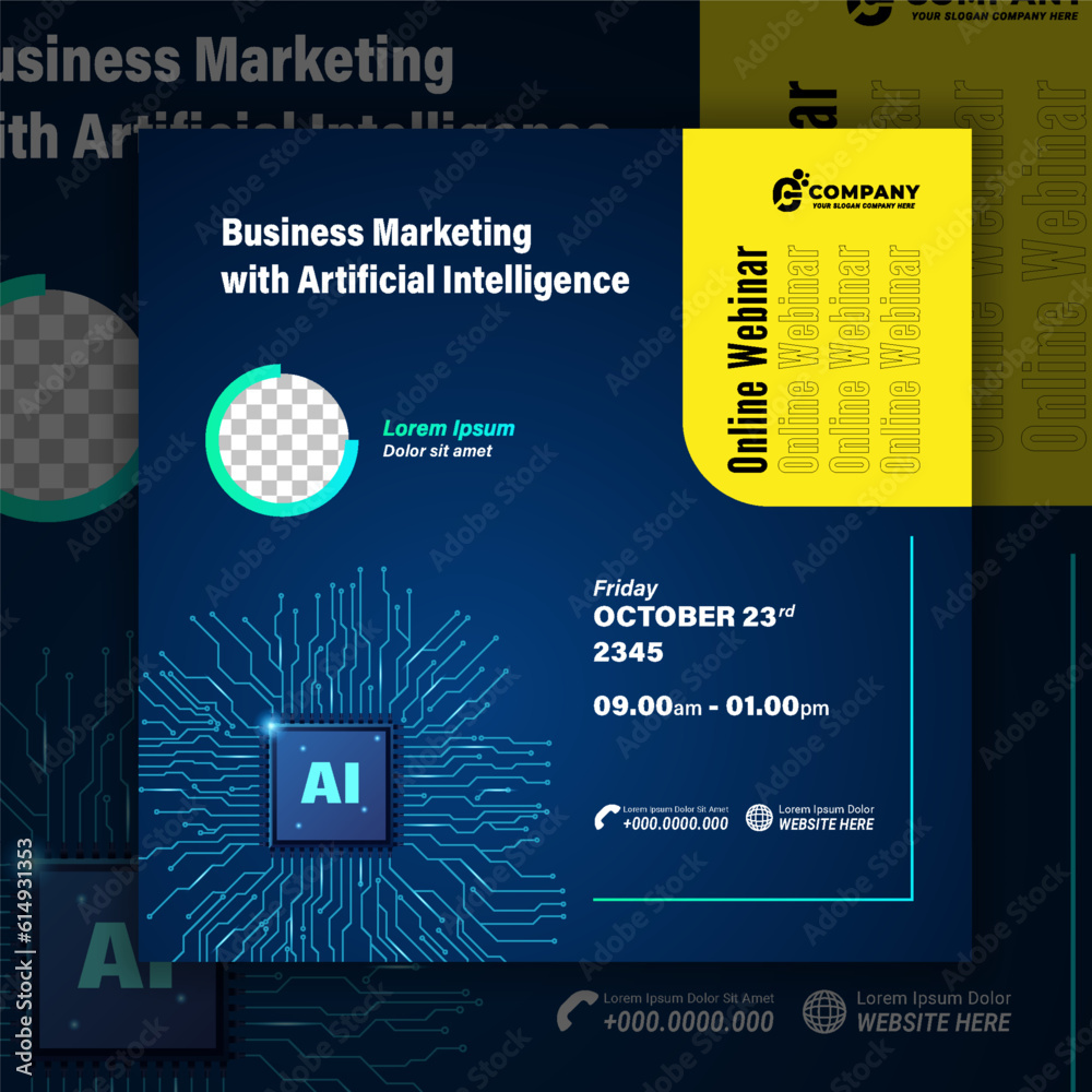 Social media template artificial intelligence (AI). Webinar, online ...