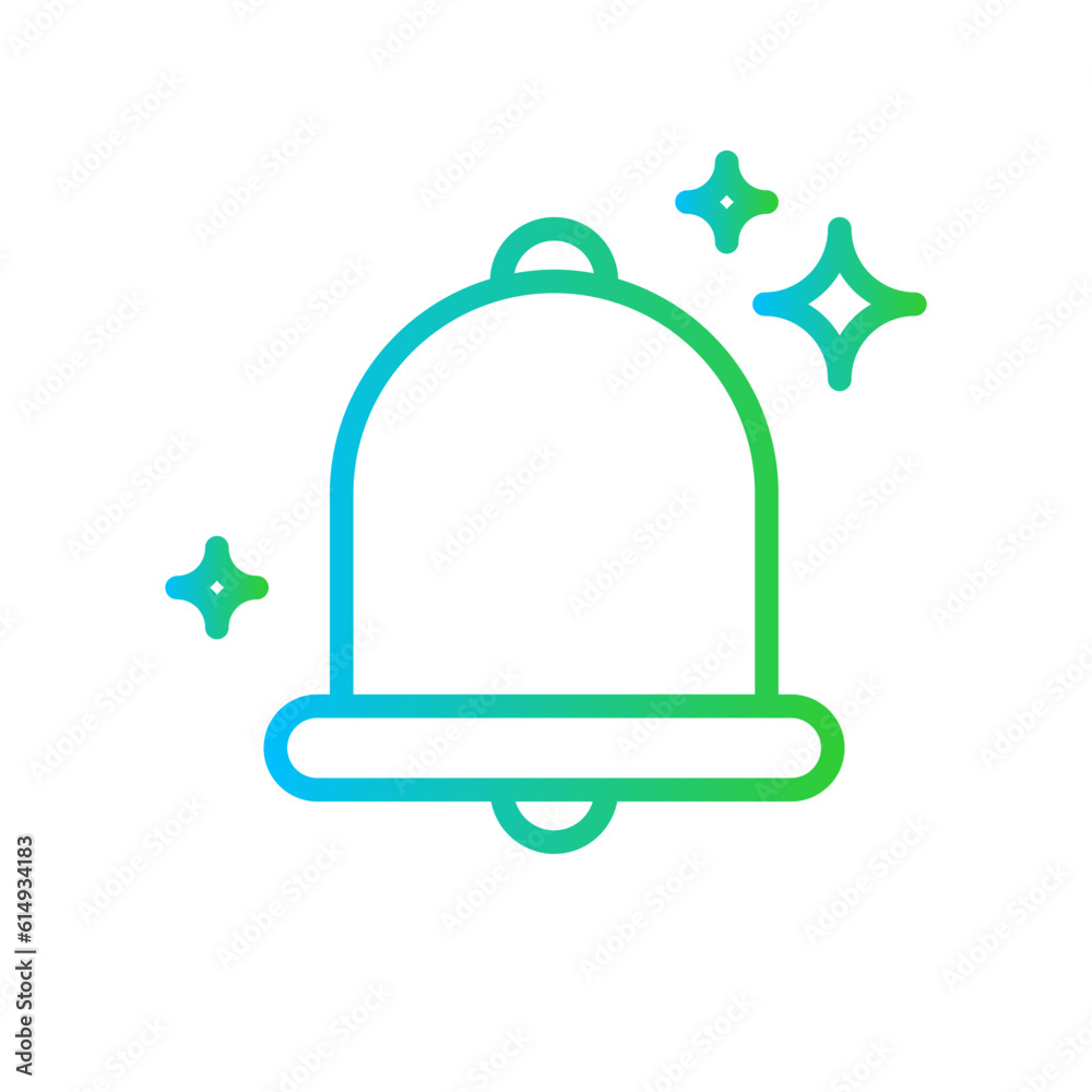 Notification e-commerce icon with green and blue gradient outline style ...