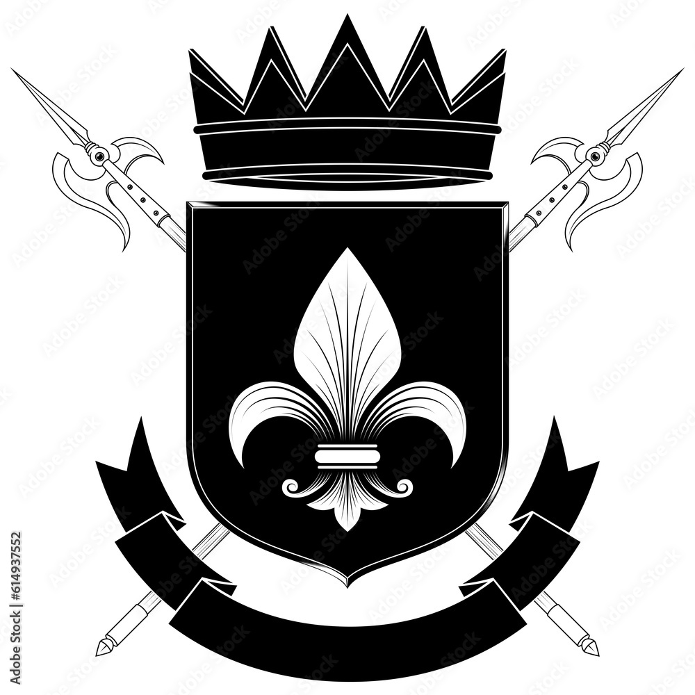 Heraldic shield of the middle ages, coat of arms with heraldic symbol ...