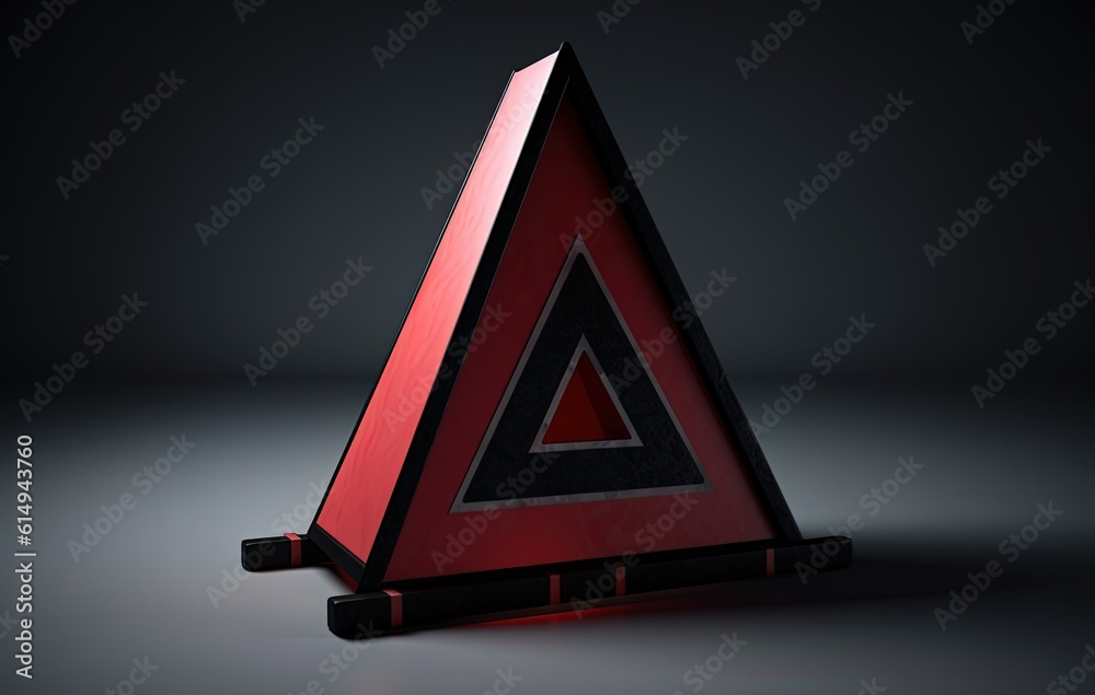 yellow triangle 3d model design isolated in empty room Stock ...