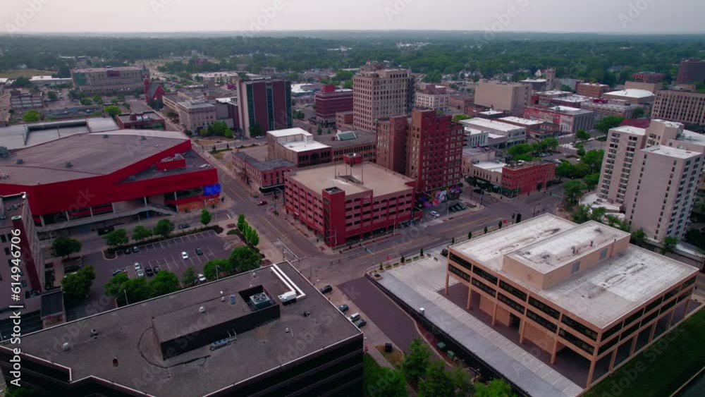 vibrant overview of Rockford Illinois downtown in the summer ...