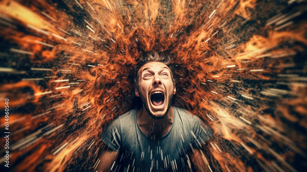 An abstract vision of an anxious, scared, depressed, overworked, and ...