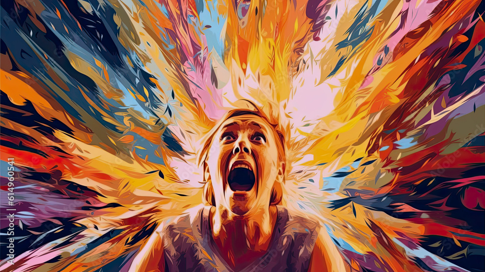 An abstract vision of an anxious, scared, depressed, overworked, and ...