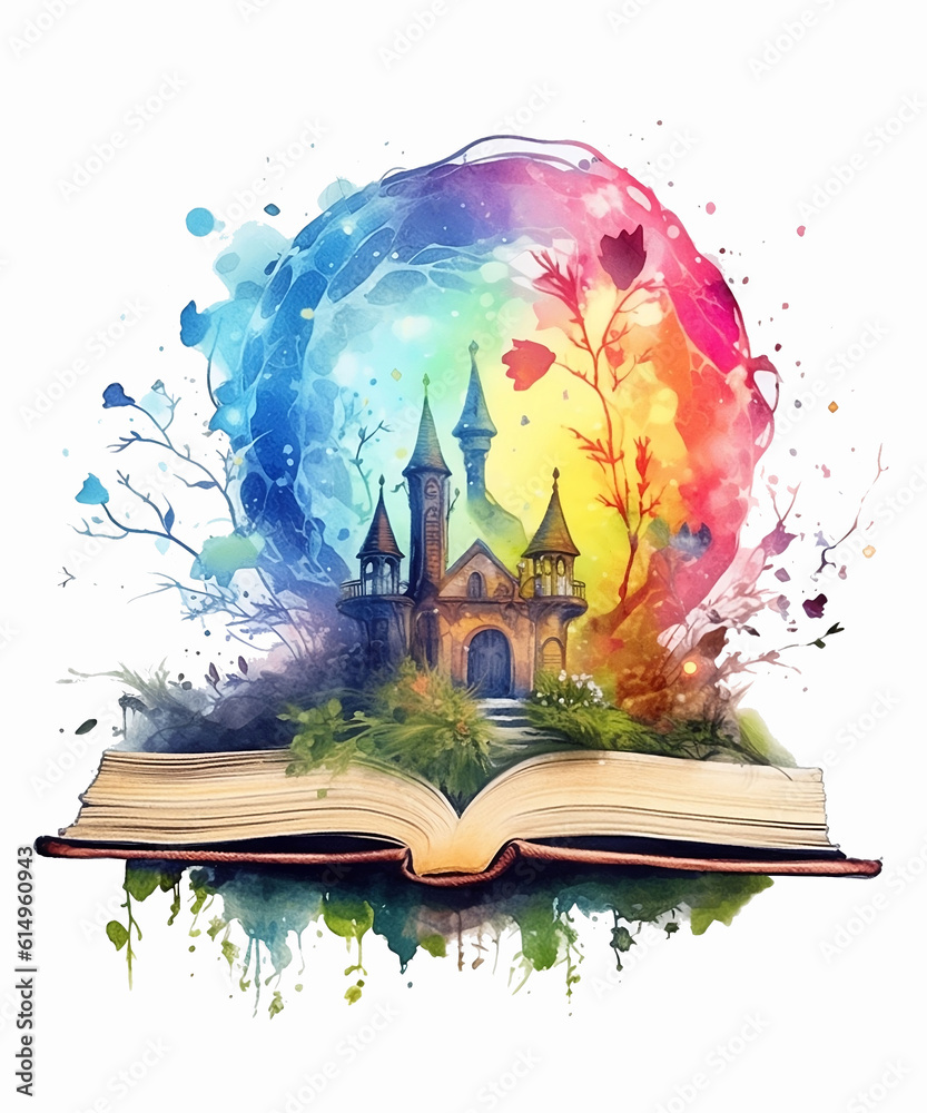 Fantasy Reading Book Clipart, Watercolor Fantasy Book Clipart, AI ...