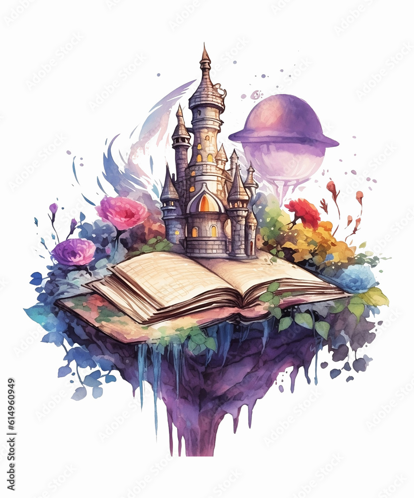 Fantasy Reading Book Clipart, Watercolor Fantasy Book Clipart, AI ...