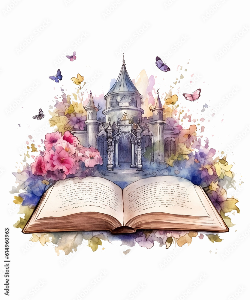 Fantasy Reading Book Clipart, Watercolor Fantasy Book Clipart, AI ...
