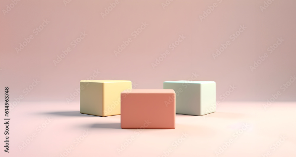 Abstract minimal concept. Pastel multi colour background with podium ...