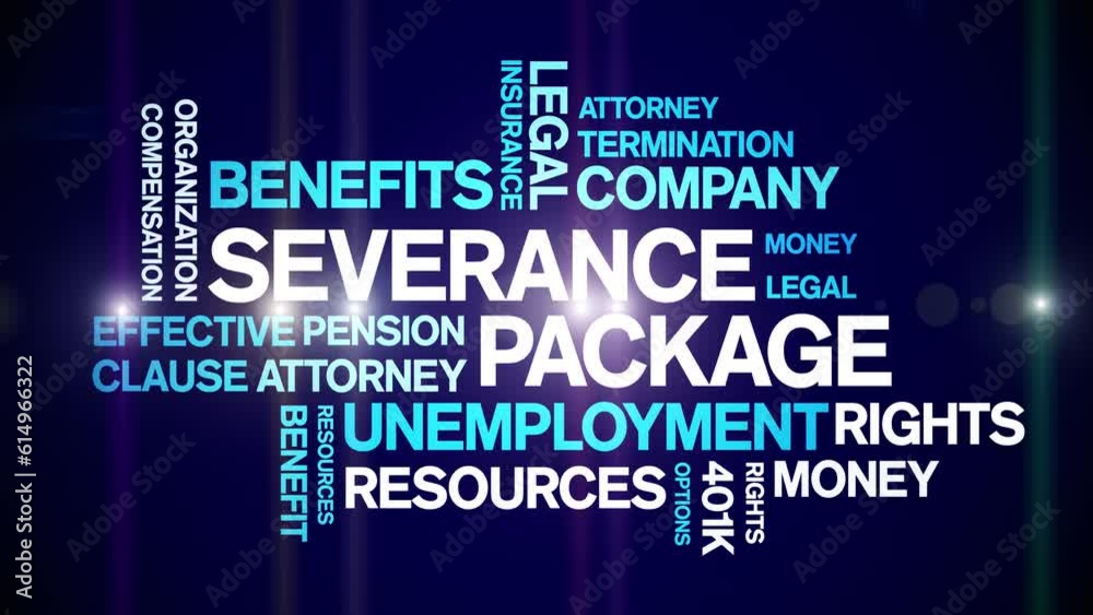 Severance Package Animated tag word cloud;text design animation kinetic ...