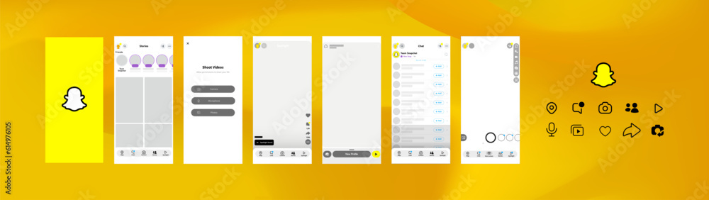 Snapchat mockup. Social media screen snapchat app. Snapchat photo frame ...