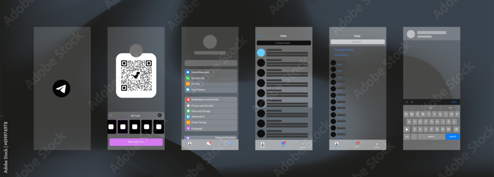 Popular messenger. Telegram photo frame. Set telegram screen social ...