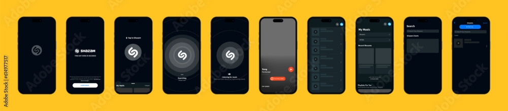 Shazam mockup social media post. Set Shazam screen social media and ...