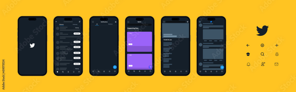Twitter. Twitter mockup. Social network interface template app screen ...